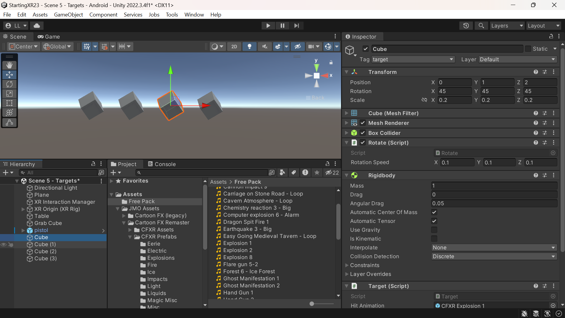XR Step-by-Step 2023! Meta Quest: Targets and Explosions! Unity 2022 ... XR Step-by-Step 2023! Meta Quest: Targets and Explosions! Unity 2022 ...
